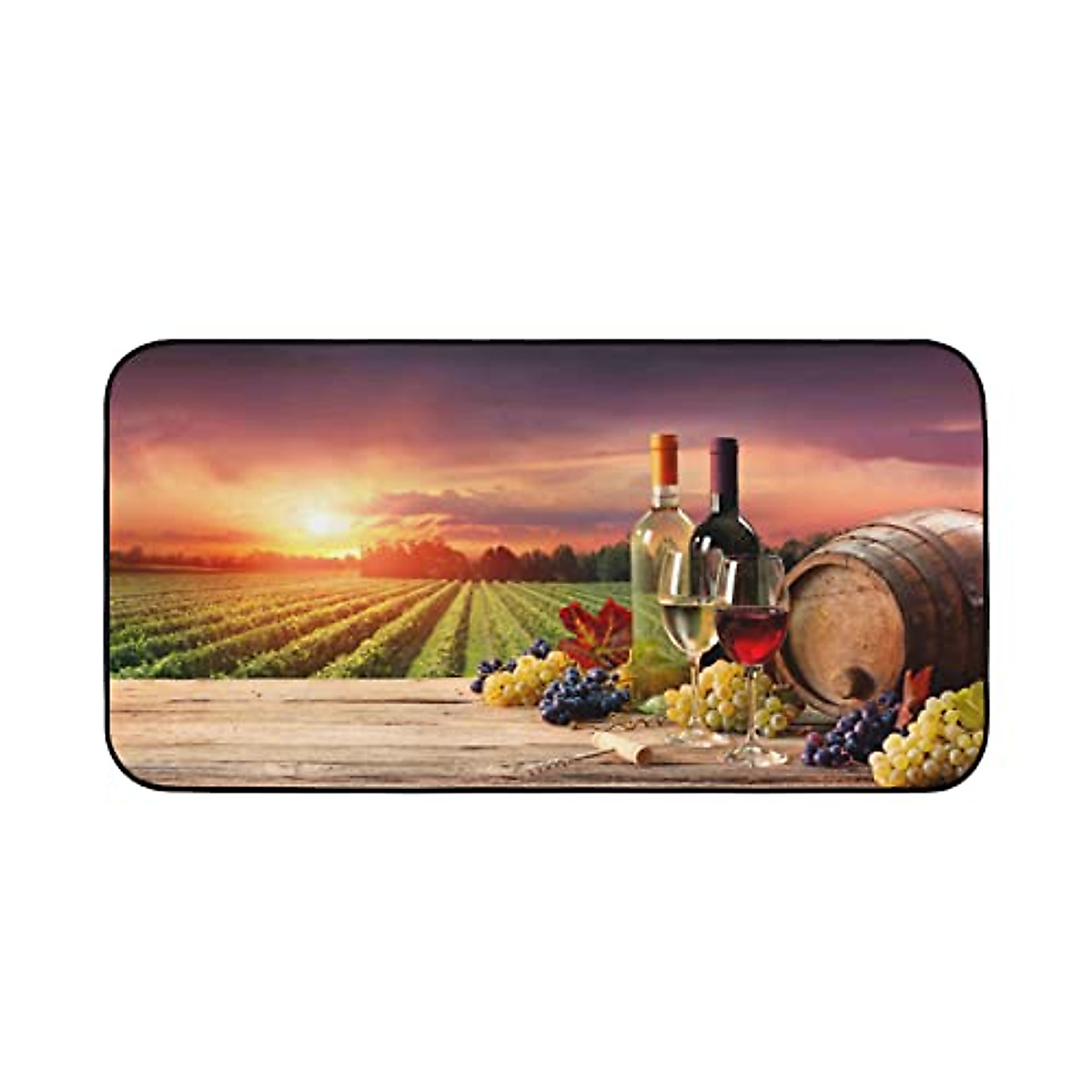 Red Wine Grapes Kitchen Rugs Anti Fatigue Memory Foam Floor Mat Non-Skip Cushioned Absorbent Kitchen Runner Rug for Entryway Hallway Farmhouse Bathroom Dining Room 39x20 Inch