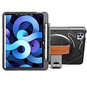 New Trent New iPad Pro 11 4th Gen 2023, iPad Air 10.9 6th 5th 4th Gen Case, iPad Pro 11 2nd 3rd 4th Gen Case with Pencil Holder Screen Protector Kickstand, Hand Strap iPad Pro 11 inch