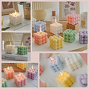 Aokala Scented Bubble Cube Candles, Candles for Home Decor Scented, 5.4 oz Soy Wax Aromatherapy Candle, Aesthetic Room Decor Cute Danish Pastel Large Decorative Shaped Candles Gifts - Freesia(White)