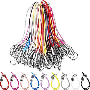 Frienda 200 Pieces Lanyard Phone Ring Strap for Mobile Lariat Lanyard Cell Phone Split Ring Strap Sliver Tone Split Ring Cellphone Strap Charm Cords for Cellphone USB Drive Keychain DIY (Mixed Color)