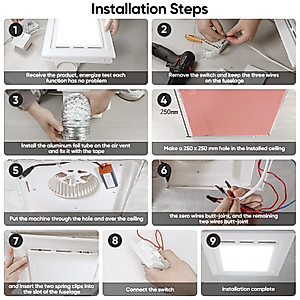 Mmucco Bathroom Exhaust Fan with Light,130 CFM 1.0 Sones Double Switch Ultra Quiet Bathroom Vent Fan for Home Bathroom Office Hotel,LED 6500K 12w,Fan 25w 110V