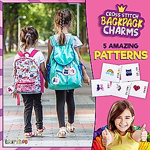 Cross Stitch Kits For Beginners. 5 Stamped Cross Stitch Kits for Kids.Needlepoint Kits For Beginners. Embroidery Kit For Kids. Crossstitch Kit For Beginners. Girls cross stitch kit Backpack Charms