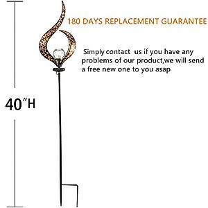 HDNICEZM Garden Solar Light Outdoor Decorative, Flame Crackle Glass Globe Stake Metal Lights，Waterproof Warm White LED for Pathway, Lawn, Patio, Yard.