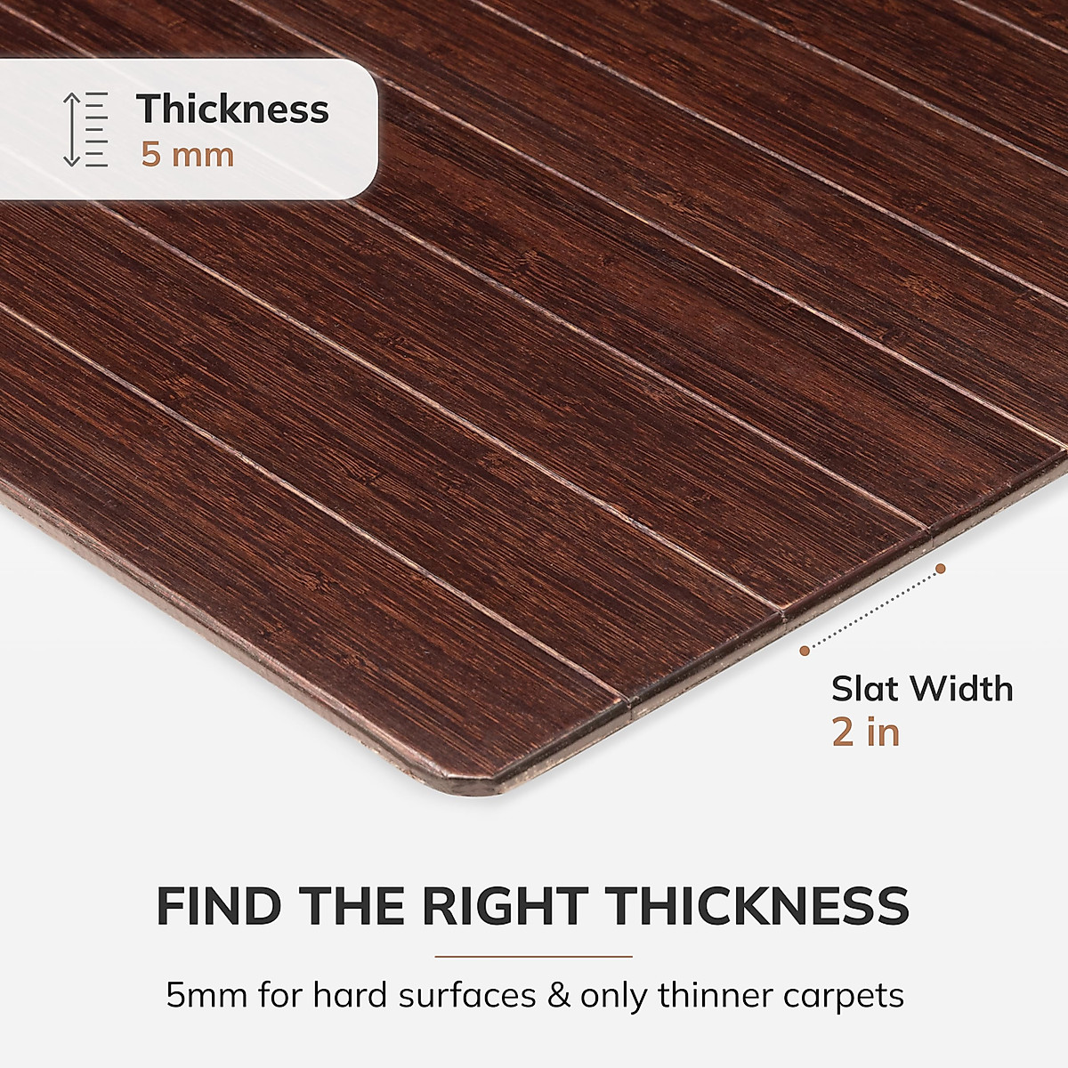 Anji Mountain Standard Bamboo Roll-Up Chairmat, 36 x 48-Inch, 8mm Thick, Dark Cherry