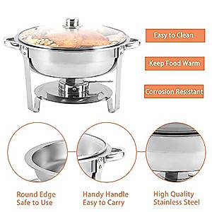 Naviocean Chafing Dish Buffet Set Chafers and Buffet Food Warmers for Parties 5 QT Round Chafing Servers Dish with Glass Cover Food Catering Chafers for Catering Event Buffet Banquet (2 Packs)