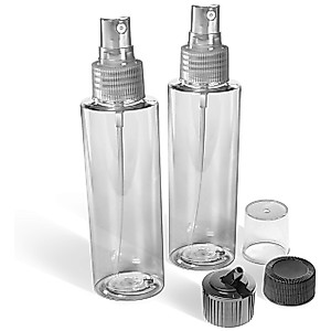 VViViD Empty Clear Plastic BPA-Free 4 Ounce Spray Bottles w/Twist Cap, Mist Spray Cap & Flip Spout Cap (2 pack)