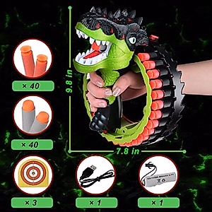 Dinosaur Toy Foam Blasters for Nerf with 80 Soft Foam Bullets, Dino Blaster Guns Toys with 34 Dart Rotating Drum, Children's Day Gift for Kids, Teenagers, 5-15 Boys and Girls