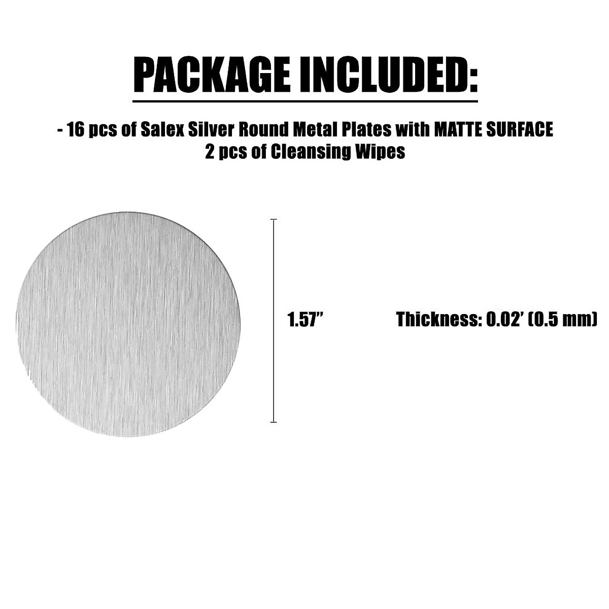 SALEX Phone Metal Stickers for Magnetic Mount. Replacement Set of 16 Magnet Metal Plates Inside Cell Phone Case. Silver Car Sticky Small Round Iron Discs with 3M Adhesive Backing for Holder, Crafts.