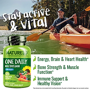 NATURELO Mens Multivitamins for Men 50+ - One Daily Multivitamin for Men with Vitamins, Minerals & Organic Whole Foods, Boost Energy & Health, Non-GMO, 120 Vegetarian Capsules