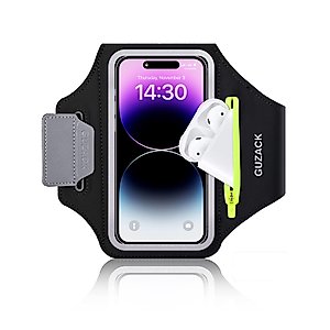 Cell Phone Armband with Zipper Pocket, Phone Holder for Running Armband for iPhone 15 14 13 12 11 Pro Max, Galaxy S23 S22 - [Fit Up to 6.8” All Phones] Sports Arm Holder with Key Pocket & Card Slot