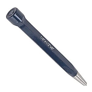Edward Tools Center Punch Staking Tool for Steel and Metals — Heavy Drop Forged Steel with Durable hex shank - 6” X 1/2” X 1/4”