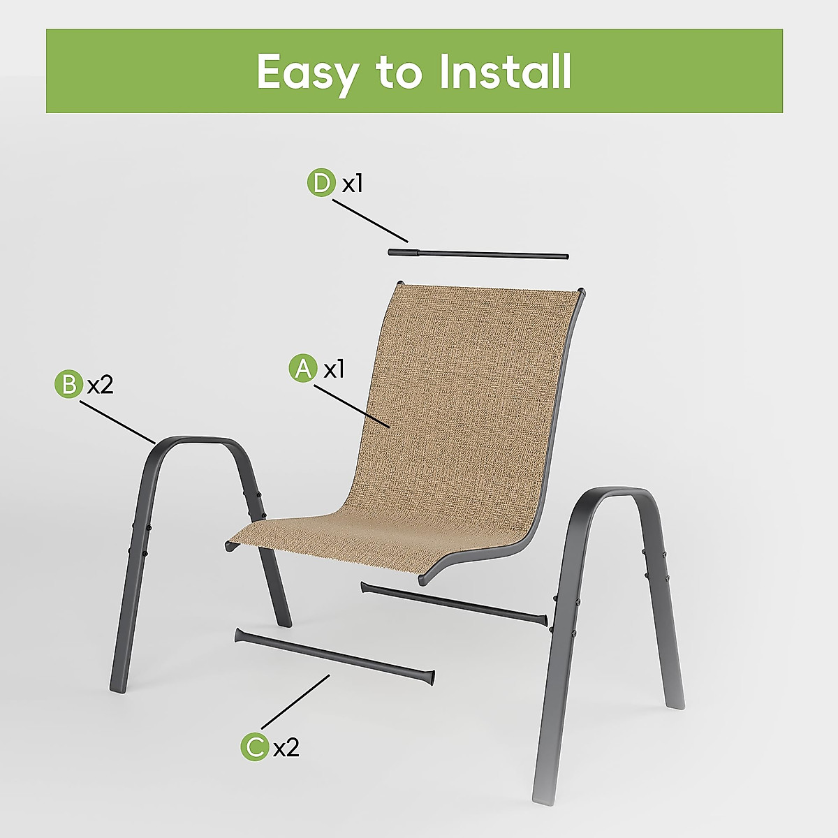 Redpick Patio Chairs Set of 4, Outdoor Stackable Dining Chairs for All Weather, Breathable Metal Modern Outdoor Furniture for Backyard Deck, Garden, Brown