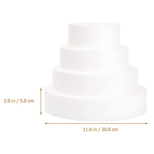 SHERCHPRY 4pcs Craft Shapes Foam Wedding Decor Cake Decorating Foams Cake Simulated Cake Model Cake Practice Round Cake Dummies 6 Cake Tier Faux White Flowers Practice Tools To Rotate