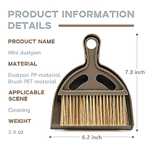 Small Broom and Dustpan Set Mini Dustpan and Brush, Hand Broom and Dustpan Set, Mini Broom and Dustpan Set for Home/Camping/Pets/Dorm (2pcs)