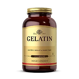 Solgar Gelatin 1680 mg, 250 Capsules - Natural Gelatin - Supports Bone, Joint & Skin Health - Gluten Free, Dairy Free - 83 Servings