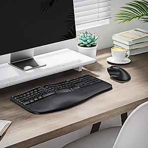 MEETION Ergonomic Wireless Keyboard and Mouse, Ergo Keyboard with Vertical Mouse, Split Arch Keyboard with Cushioned Wrist Palm Rest, Natural Typing Rechargeable Full Size, Windows/Mac/Computer/Laptop