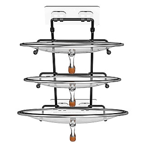 VZINO 2 Pack Pot Lid Organizer Rack for Cabinet Door/Wall, No Drilling Adhesive Wall/Door Mounted Pot and Pan Lid Holder, Metal with Powder Coating, Black