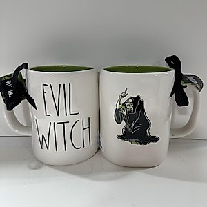 Rae Dunn EVIL WITCH Mug - GREEN Interior - HALLOWEEN - Ceramic