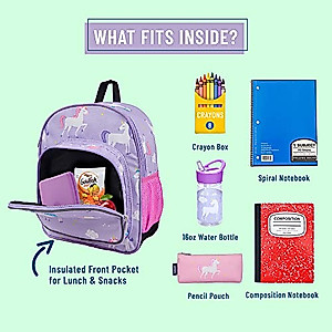 Wildkin 12 Inch Backpack Bundle with Insulated Lunch Bag (Unicorn)