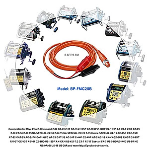 BatPower 6.6FT Electric Reel Power Cable for Miya Epoch Command CZ CAT CAC CX US Electric Fishing Reels Power Cord Power Assist Reel Battery Power Cable 200CM