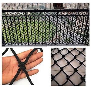 RZM Railings Safety Net Black Decor Net, Climbing Cargo Net Rope 8mm Balcony Protective Net Child Stair Safety Net Waterproof Hand-Woven Nylon Fence Net Fall Protection Mesh 6cm child safety netting f