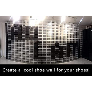 Clear Shoe Box, Set Of 6, Stackable Plastic Acrylic Boxes, Drop Front Shoe Holder Cubby Storage Cube Organizer Containers For Closet Men/women Large High Top 13.4”x 9.8”x 7.2'', Cajas Para Zapatos