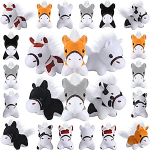 Aoriher 24 Pcs Horse Plush Stuffed Animal Horses Keychain Mini Horse Toys 3.15 Inch Horse Party Favor with Detachable Chain for Farm Themed Birthday Party Favors Supplies(Horse Style)