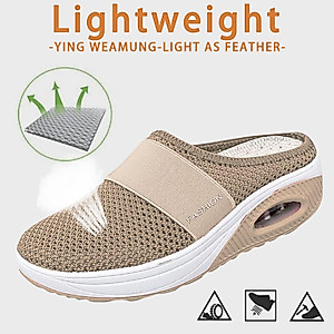 JWSVBF Wide Width Sneakers Sandals for Women, Mesh Slingback Breathable Casual Wedges Thick Sole Slipper, Fashion Sandals Women Comfortable Closed Toe, Non-Slip Fitness Running Sports Shoes