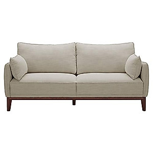 Amazon Brand – Stone & Beam Hillman Mid-Century Sofa Couch with Wood Base and Legs, 78"W, Ivory