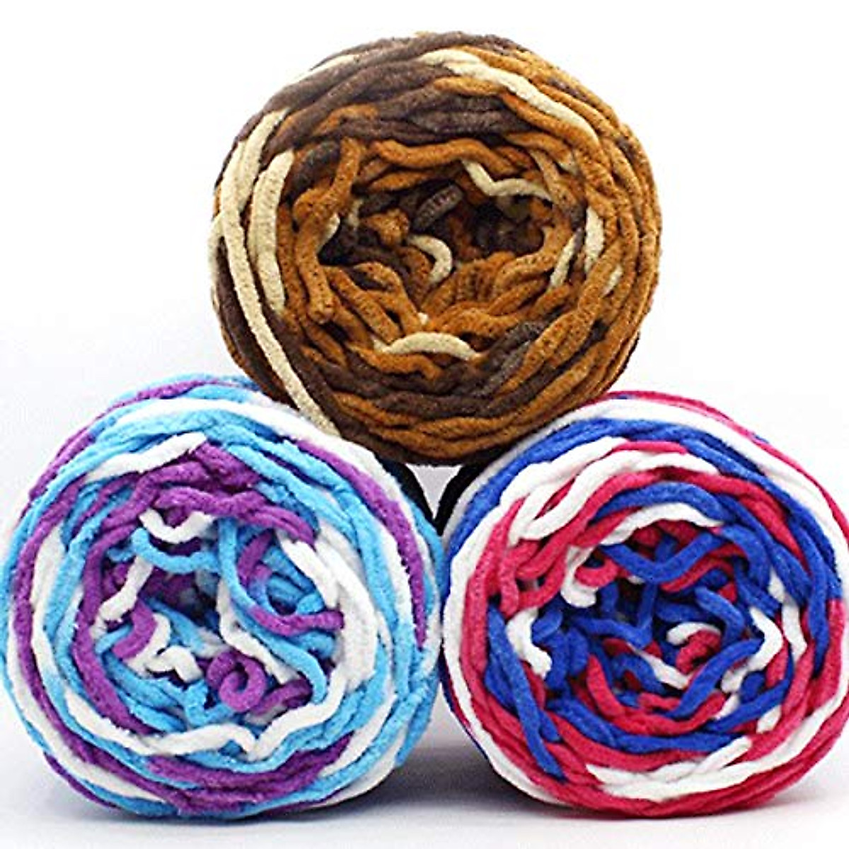 SUGN DIY Multicolor Warm Sewing Thick Plush Soft Chenille Yarn Knitting Rope Velvet Thread Baby Cord(Coffee&Green)