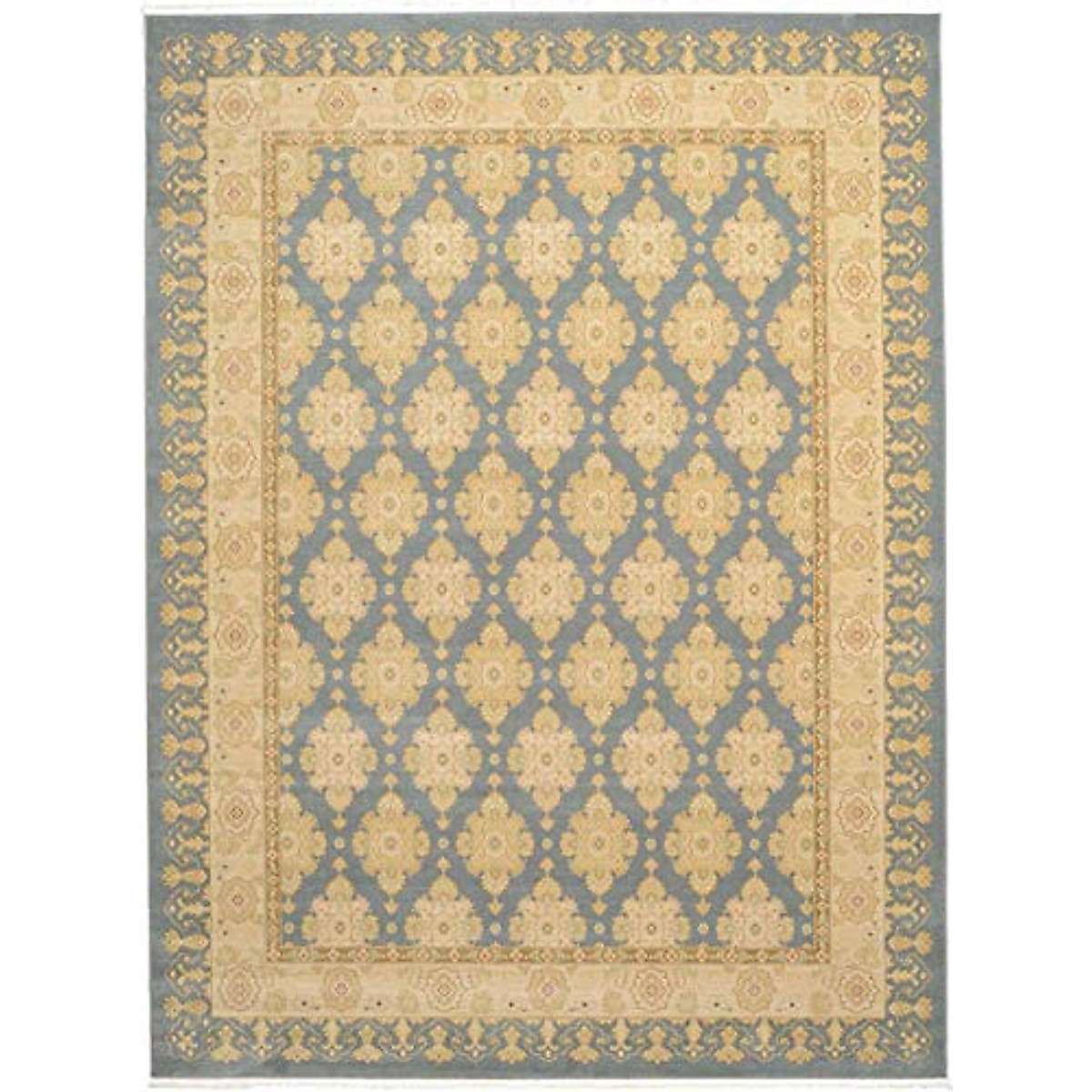 Unique Loom Edinburgh Collection Area Rug-Zinnia, 9 ft x 12 ft, Blue/Beige