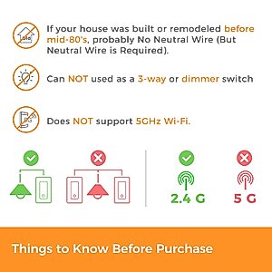Refoss Smart Light Switch, Single Pole Smart Switch, Neutral Wire Required, Compatible with Apple HomeKit, Amazon Alexa and Hey Google, 2.4GHz Wi-Fi, Remote and Voice Control, No Hub Required, 1 Pack