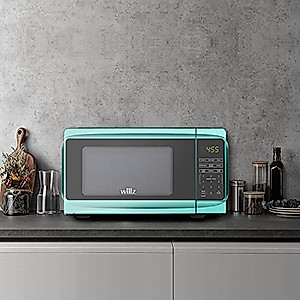 Willz Countertop Small Microwave Oven, 6 Preset Cooking Programs Interior Light LED Display 0.7 Cu.Ft 700W Green WLCMV807GN-07