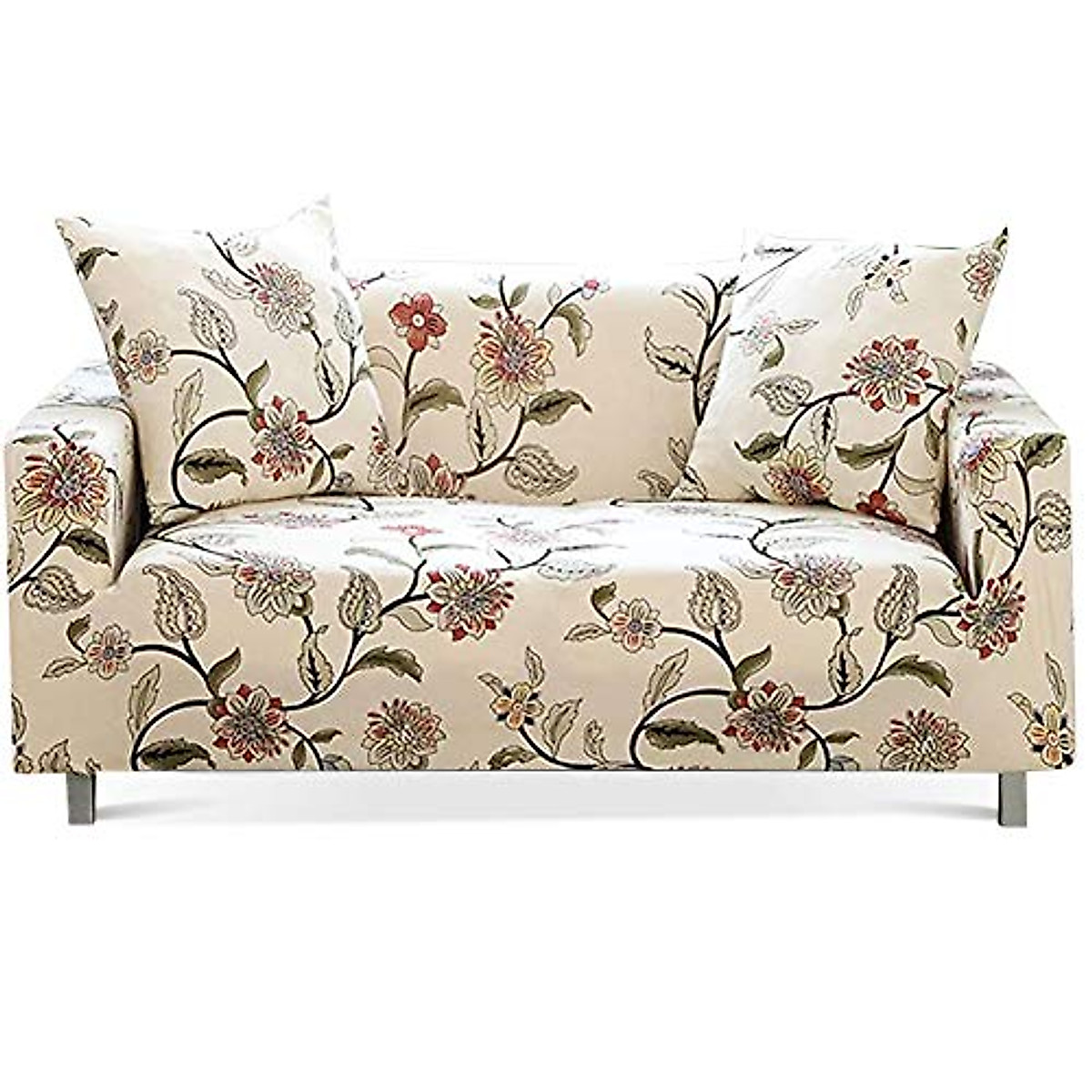 Lamberia Printed Sofa Cover Stretch Couch Cover Sofa Slipcovers for 3 Cushion Couch with Two Pillow Cases (3 Seater, New Blooming Flower)