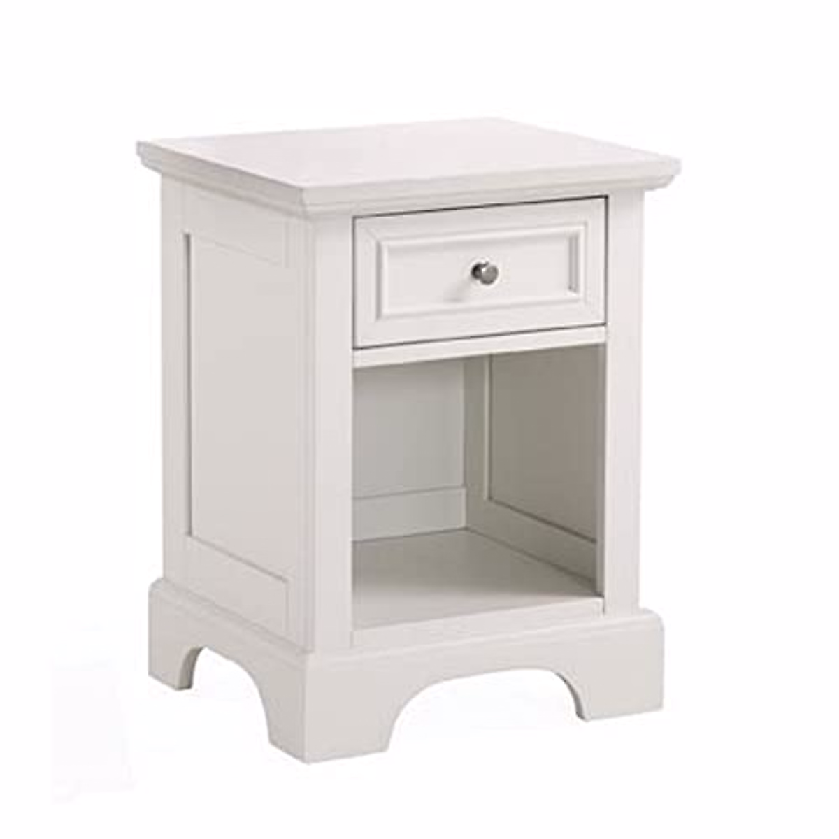 Home Styles Naples White Nightstand with Drawer, Mahogany Hardwood Solids and Engineered Woods, and Open Storage Space