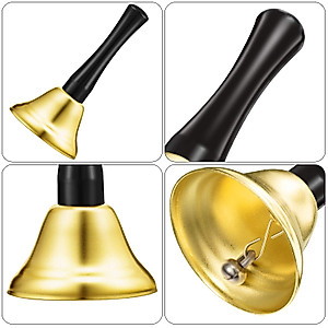 12 Pieces Metal Hand Bells Call Bells Service Hand Bells for Adults Kids Black Wooden Handle Music Hand Bells Musical Instruments Percussion for Christmas Party Supplies