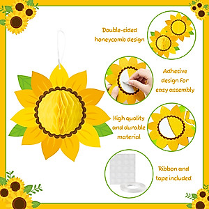 A1diee Sunflower Tissue Pom Poms - Yellow Flowers Wall Hanging Swirls Party Decorations Retro Boho Birthday Banner Baby Shower Bridal Wedding Classroom Backdrop Supplies Favor Décor 6.5" 6.2"