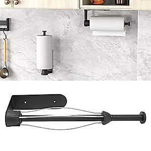 Kitchen Damper Paper Holder, Stainless Steel Damper Paper Holder Kitchen Punch Free Preservative Film Roll Hanger Anti Slip Rustproof Bathroom Tissue Holder Black