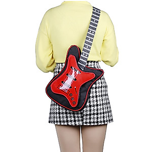 Electric Guitar Shaped Music Bag Oxford Cloth Shoulder Tote Bag Purse Crossbody Handbag for Women(Black)