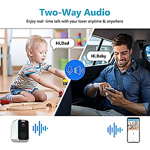 Smart Battery Powered 2k Home Security Cameras Wireless Outdoor WiFi Waterproof Outside Front Door Garage Surveillance Camera Long Range Motion Sensor Night Vision with Phone app Works with Alexa