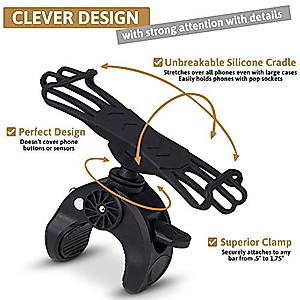 Universal Cell Phone Holder Mount - Golf Cart, Push Cart, Baby Stroller, Shopping Cart, Bike, Motorcycle, Boat, Spin Bike, Bicycle Handlebars - iPhone, Samsung Galaxy and Note, Pixel, Any Smartphone
