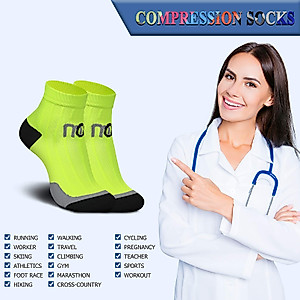 QUXIANG Compression Socks for Women & Men Circulation 3/6/7 Pairs Arch Ankle Support 15-20 mmHg Best for Running Cycling (Multi 04,L/XL)