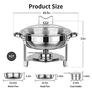 GGIU Chafing Dishes for Buffet Set: Chafers for Catering - Round Chafing Dish Buffet Set with Lids | Chafers and Buffet Warmers Sets | Serving Food Warmer | Chafers Servers Sets