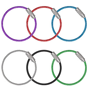 Uniclife 4 Inch Wire Keychain Cable in 6 Assorted Colors Large Stainless Steel Key Ring Loop Holder for Outdoor Hiking Heavy Duty Connectable Luggage Tag Keeper for Sport and Travel, 12 Pack