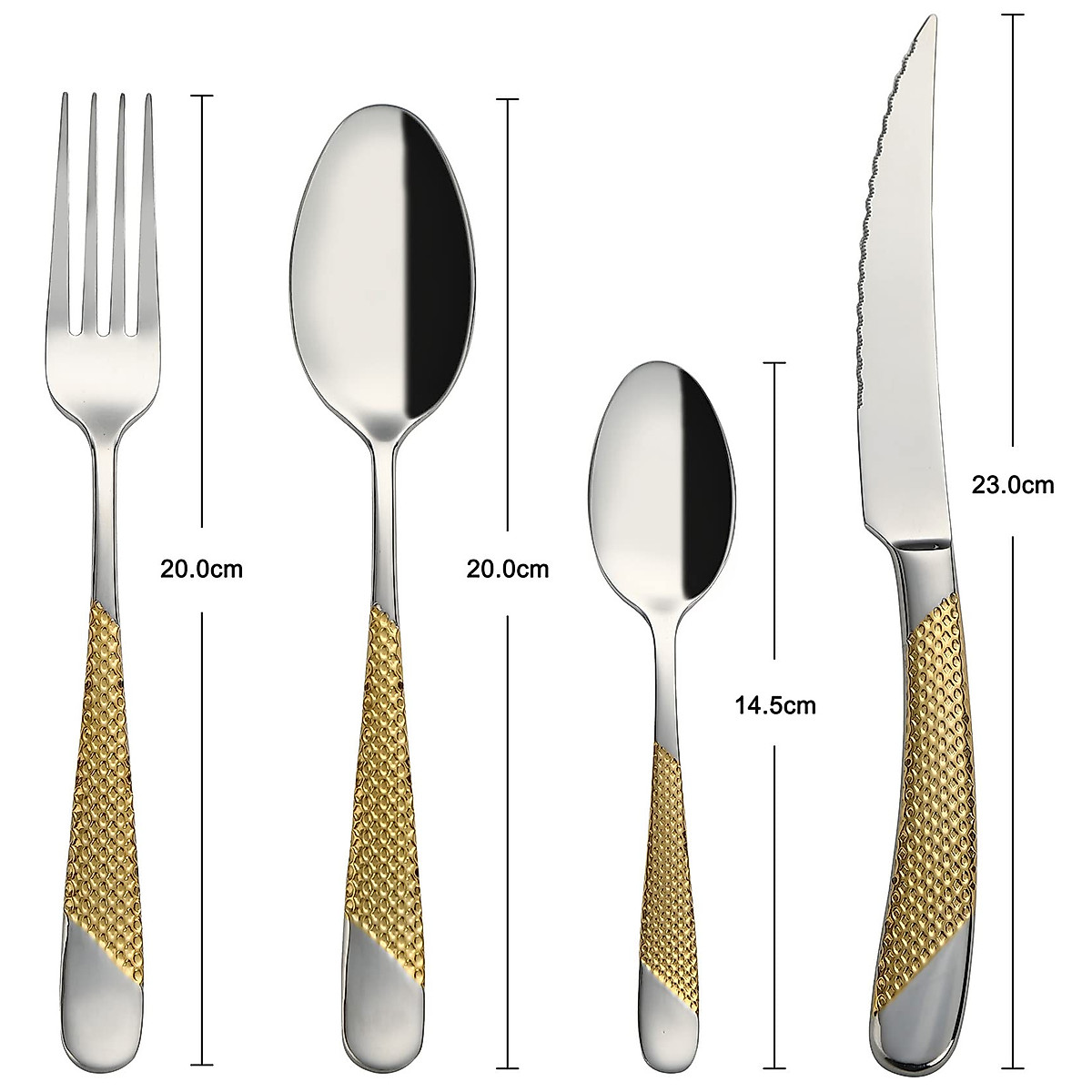 VANDBAO Flatware Cutlery Silverware Set 24 Pieces, Gilding 18/10 Stainless Steel Utensils, Tableware Set Service for 6, Include Knife/Fork/Spoon, Reusable, Mirror Polished, Dishwasher Safe