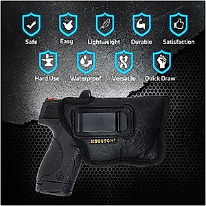Houston Gun Holsters IWB Optical Gun Holster by Houston Eco Leather Concealed Carry Soft Material FITS Black CHPP-57GL-RH CHPP-57GL-RH