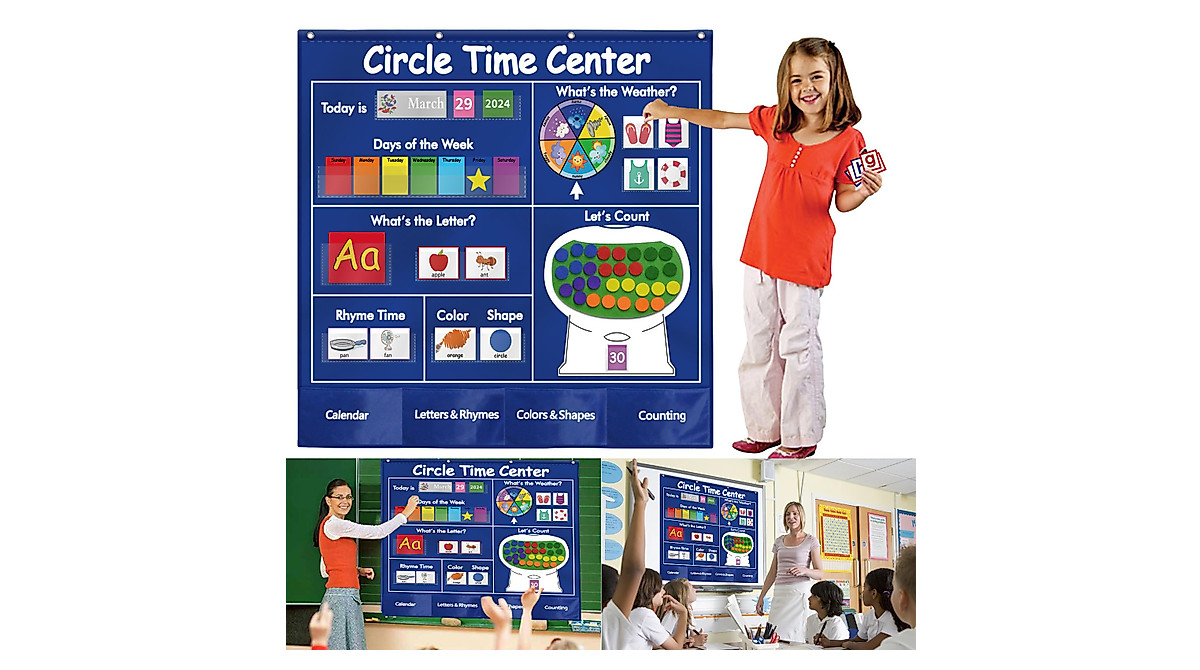 KIKIGOAL Educational Circle Time Center Pocket Chart for Preschool