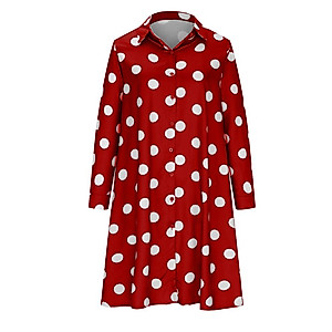 Ceboyel Womens Polka Dots Midi Dress Knee Length Half Sleeve Dresses Casual Loose Shirt Dress Dressy Trendy Summer Outfits