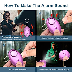 Ankilo Newest Newest Safety Keychain Set for Women, Safety Keychain Accessories, Bracelet Wristlet Keyring for Girls with Personal Alarm, No Touch Door Opener, Whistle and Pompom (Purple)