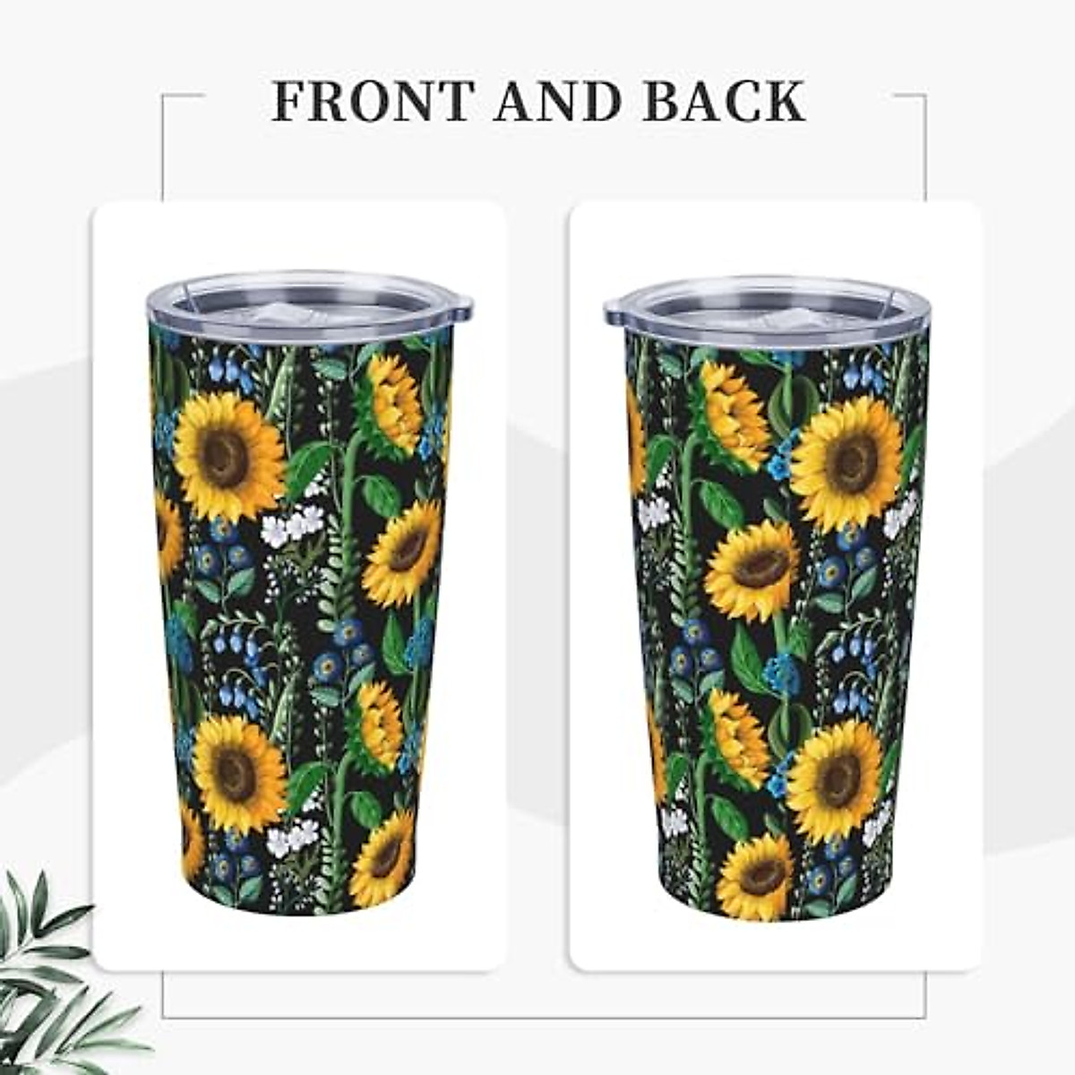 Yaxongx 20oz Tumbler Splendid Sunflowers Double Wall Vacuum Insulated Coffee Mug with Lid and Metal Straw Brush Reusable Stainless Steel Water Bottle Travel Cup Gifts for Car Ice Drinks Hot Beverage